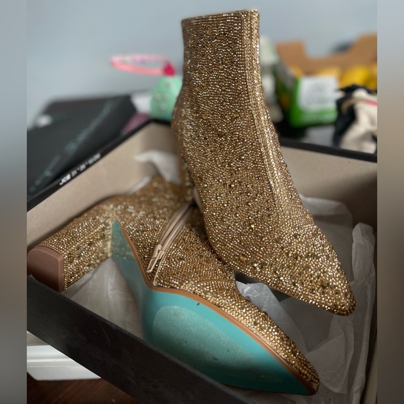 Betsey Johnson | Shoes | Nwt Betsey Johnson Cady Gold Rhinestone Boot ...